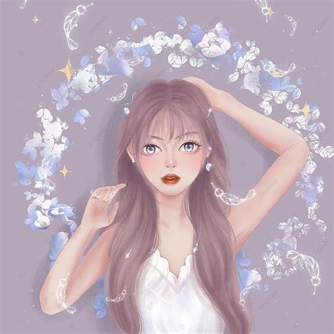 Illustration Head Picture Purple Haired Girl Illustrator Avatar
