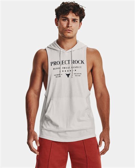Buy Mens Project Rock Sleeveless Hoodie White In Dubai Uae Under Armour