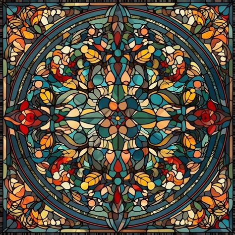 Premium Ai Image A Close Up Of A Stained Glass Window With A Flower