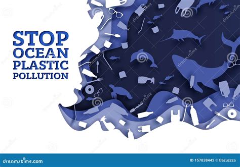Stop The Ocean Of Plastic Pollution Ecological Concept Poster On A