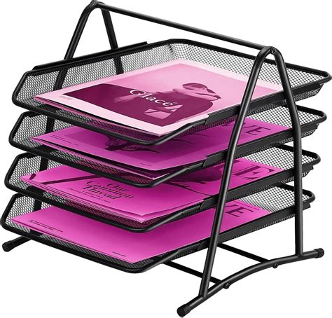 Briefablage mit 4 Ebenen aus Metall Ablagefächer Büroschubladen
