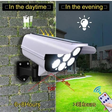 BALISE SOLAIRE Flood Light Caméra factice de sécurité à 77 Led avec