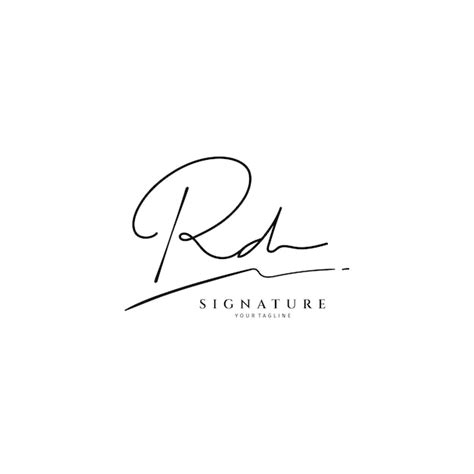 Logotipo De Carta Rd Manuscrita Vector De Firma Simple Vector Premium
