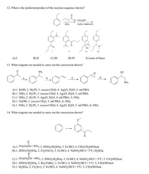 Solved 12 What Is The Predicted Product Of The Reaction