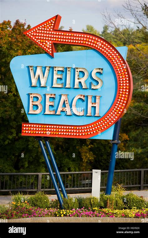 The Historic Weirs Beach Sign In Laconia New Hampshire Lake