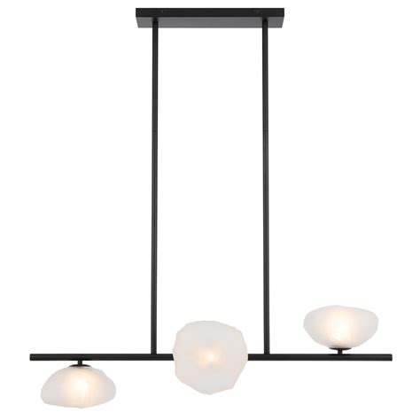 Zaria Black Frosted Glass 3 Light Horizontal Pendant Zest Lighting