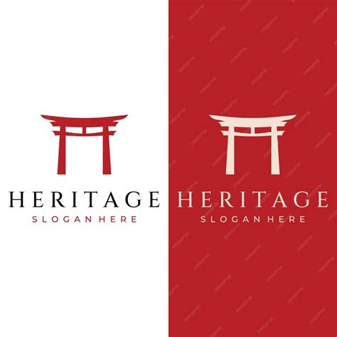 고대 일본 토리 게이트 로고의 독창적인 디자인일본 유산 문화 및 역사 토리 게이트 비즈니스 로고 프리미엄 벡터