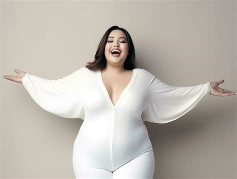 Plus Size Asian Woman In Emotional Dynamic Pose Ai Generative 26897068