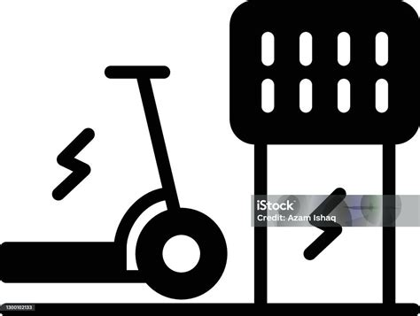 Ev自行車充電點向量字形圖示設計白色背景的綠色運輸元號生態機動滑板車標誌電動滑板車充電站概念移動應用程式 Ui 元素向量圖形及更多互聯網圖片