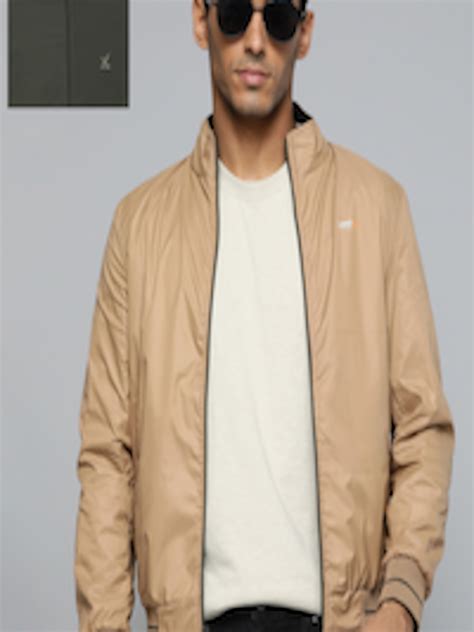 Buy Fort Collins Men Beige And Olive Green Solid Reversible Padded Jacket