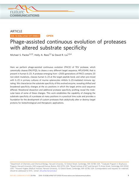 Pdf Phage Assisted Continuous Evolution Of Proteases With Altered