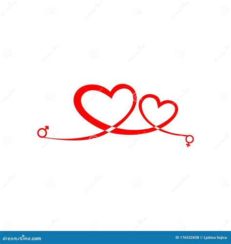 Teken Symbool Van Liefde Voor Man En Vrouwenpictogrammen Verbonden