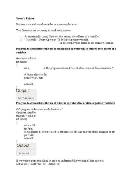 use of a pointer pdf pointer computer programming integer