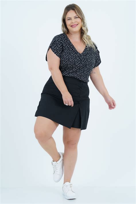 Blusa Plus Size Feminino Manga Curta Party Program Moda Moda Plus