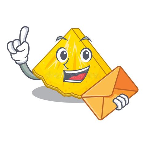 With Envelope Pineapple Slice Isolated In The Mascot Stock Vector