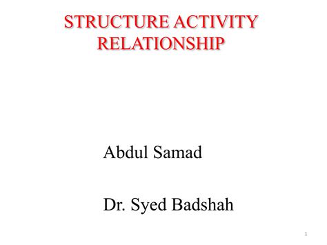 Structure Activity Relationship 6 Ppt