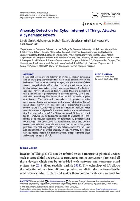 Pdf Anomaly Detection For Cyber Internet Of Things Attacks A
