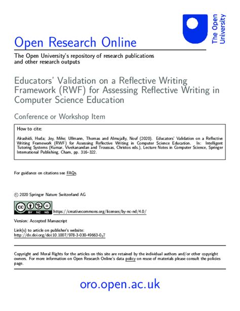 Pdf Educators Validation On A Reflective Writing Framework Rwf For