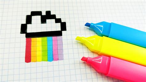 Handmade Pixel Art How To Draw A Rainbow Cloud Pixelart YouTube