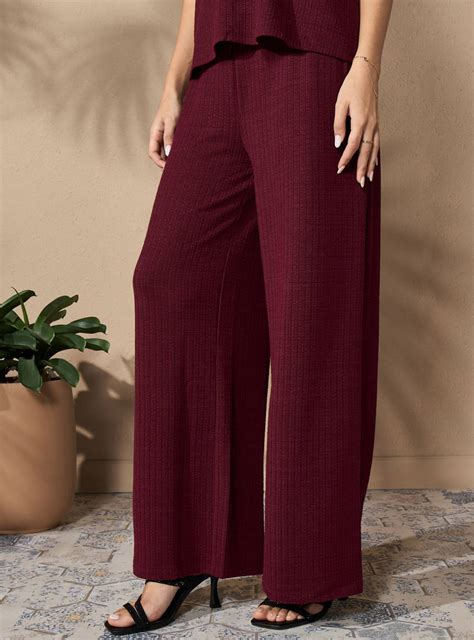 تسوق بنطلون واسع الساقين بارز الملمس اون لاين ماكس السعودية