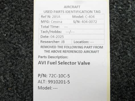 72c 10c 5 Alt 9910201 5 Avi Fuel Selector Valve For Sale
