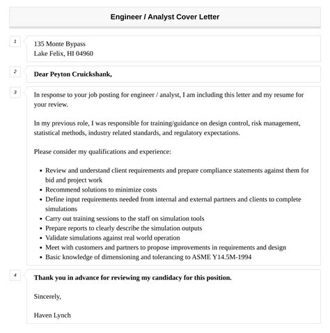 Engineer Analyst Cover Letter Velvet Jobs