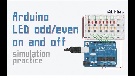 아두이노 예제 08 Led 홀수짝수 점멸 Arduino Uno Odd Even Led On And Off Simulation And Practice Youtube