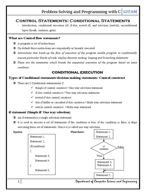 Conditional Statements 01 Pdf Control Flow Systems Engineering