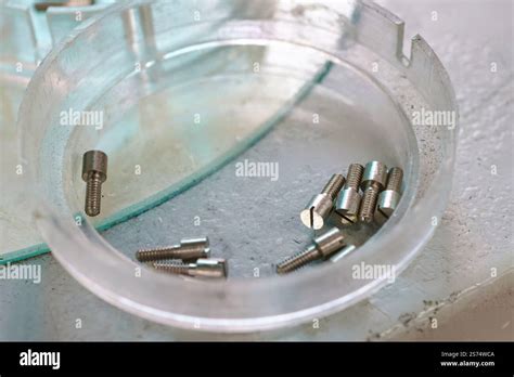 Intricate Metal Screws Scattered In A Circular Container Perfect For Intricate Metal Screws Scattered In A Circular Container Perfect For