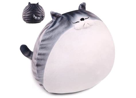 Almofada De Pelúcia Arelux Chubby Cat 40 Cm De Pelúcia Cinza Em Promoção é No Buscapé