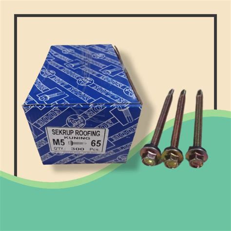 Jual Moon Lion Sekrup Roofing Kuning M5x65 Baut Roofing Kuning M5x65 6