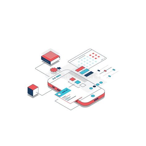Isometric Mobile Development Illustration Stock Vector Illustration