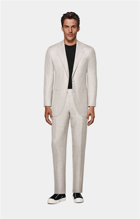 Light Taupe Tailored Fit Havana Suit In Silk Linen Wool Suitsupply