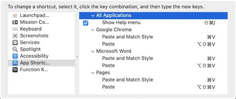 Switch “paste” And “paste And Match Style” Keyboard Shortcuts On Macos