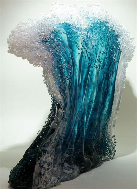 Art Glass Wave Sculpture Handcrafted By Paul Desomma And Marsha Blaker