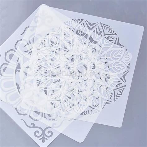 Mandala Lotus Stencil Painting Geometry Floor Wall Vicedeal
