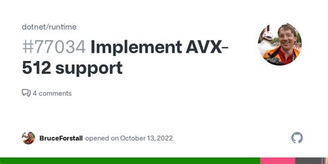 Implement Avx 512 Support · Issue 77034 · Dotnetruntime · Github