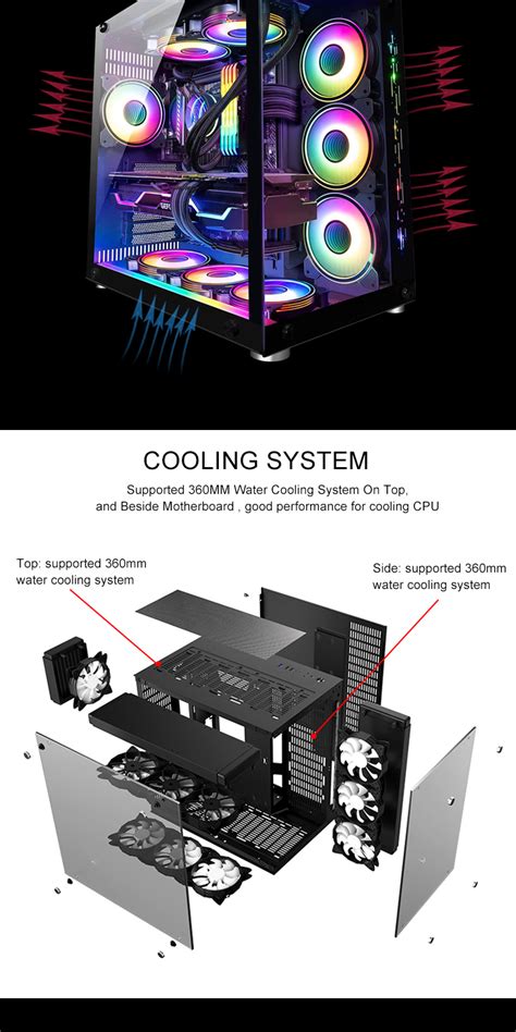 Computer Cabinet Gaming Atx Pc Case Tempered Glass Wide Body Best Price