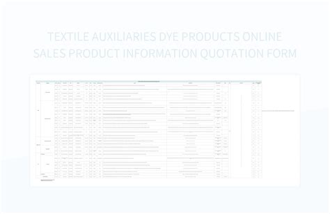 Textile Auxiliaries Dye Products Online Sales Product Information Quotation Form Excel Template