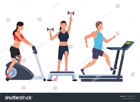 Group People Working Out Gym Stock Vector Royalty Free 1326382250