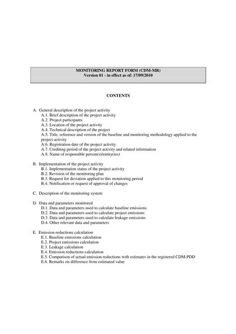 Pdf Monitoring Report Form Cdm Mr Version 01 In Effect As