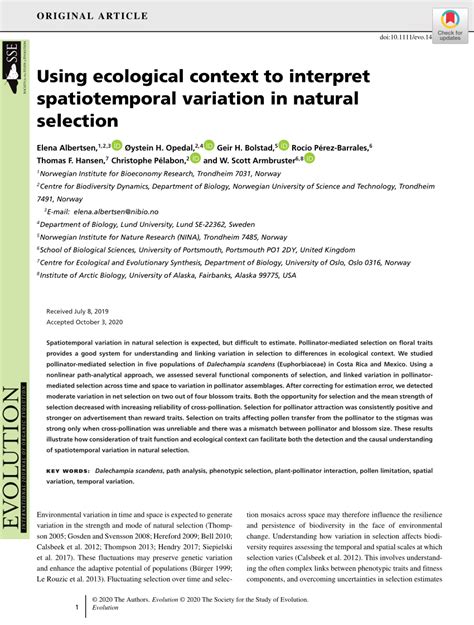 Pdf Using Ecological Context To Interpret Spatiotemporal Variation In