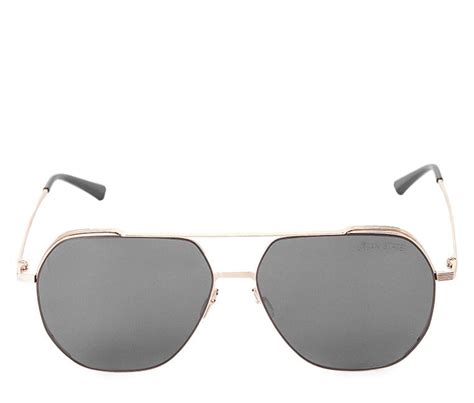 Polarized Stainless Frame Oversized Hexagon Aviator Sunglasses Black