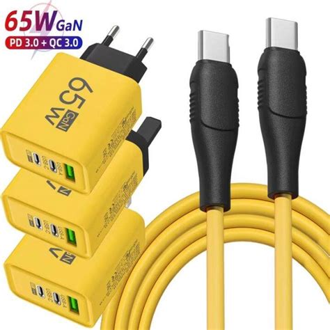 เครื่องชาร์จความเร็วสูง65w Usb Gan Pd 3พอร์ตโทรศัพท์มือถือ Usb C ถึง