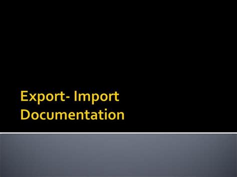 export import documentation