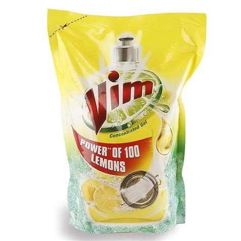 Vim Dishwash Liquid Lemon 1 Litre Refill Pouch Health