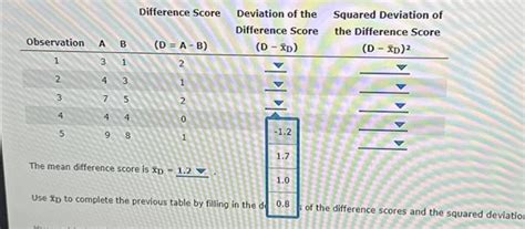 Solved 8 Calculating Mean Differences For Matched Samples