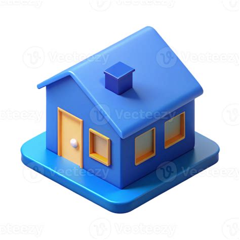 Spectacular Reflective Impressionist Minimal Isometric House With Flat Blue Color With Scalable