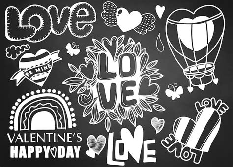 Fondo De Garabatos De Amor Conjunto De Dibujos Animados De Garabatos Dibujados A Mano De Vector
