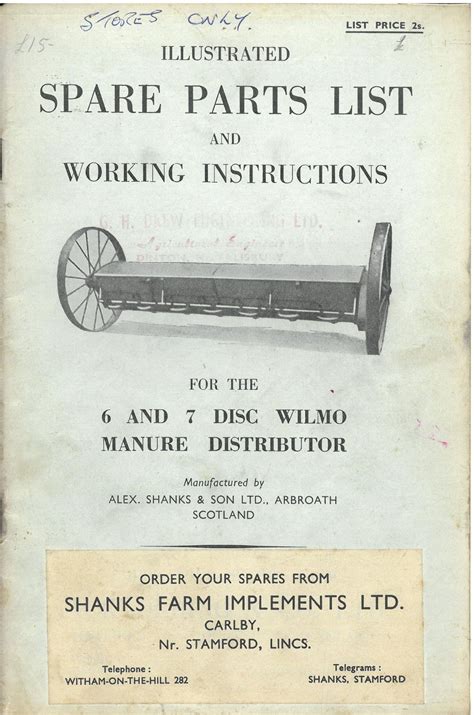 Shanks Farm Implements 6 Disc And 7 Disc Wilmo Manure Spreader Operators